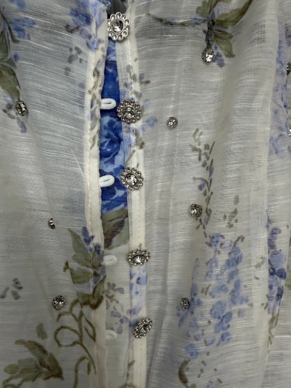 CE MORE | Dresses | Blue Floral Maxi Dress Sheer Overlay With Slip ...